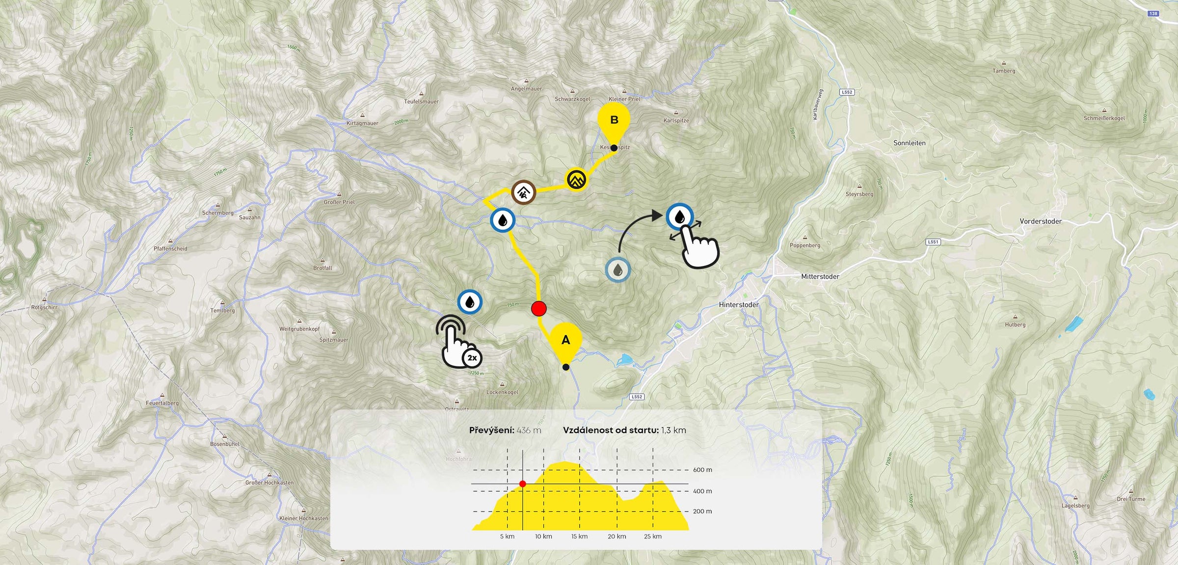 Plánovač tras v Adventurer app | Naplánuj si vlastní dobrodružství